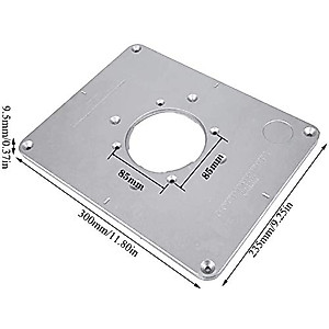 MOPHOEXII Aluminum Alloy milling Cutter Router Table Insert Plate with Plastic Router Insertion Ring and Install Screws for Woodworking Bench, 300mm x 235mm x 9.5mm