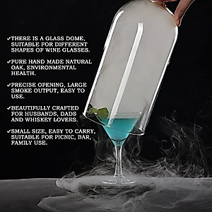 CREATIVECHEF Cocktail Smoker Kit，Old Fashioned Whiskey Smoker，Bourbon Smoker Kit，4 Flavors Wood Chips，Glass Dome And Wood Base（install LED light strips）