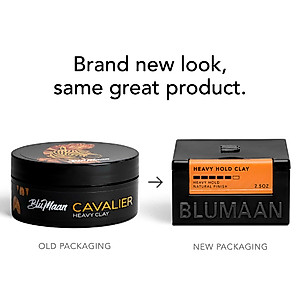 BluMaan Heavy Hold Clay - Men's Extra Strong Hold Hair Clay Creates Texture and Volume (2.5 oz) - Natural Matte Finish with Organic Oils - Controls Coarse,Thick, Unruly Hair