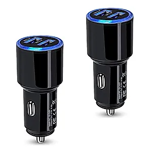 USB Car Charger, 2Pack 4.8A Fast Charging Dual Port USB Cigarette Lighter Adapter for iPhone 14 13 12 11 Pro Max SE XR X 8 7 6, iPad, Samsung Galaxy S22 S21 S20 S10 S9 S8 S7 A10E A51,Android,Kindle