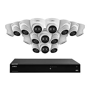 16-Channel Fusion NVR System with 4K (8MP) IP Dome Cameras with Listen-In Audio 16