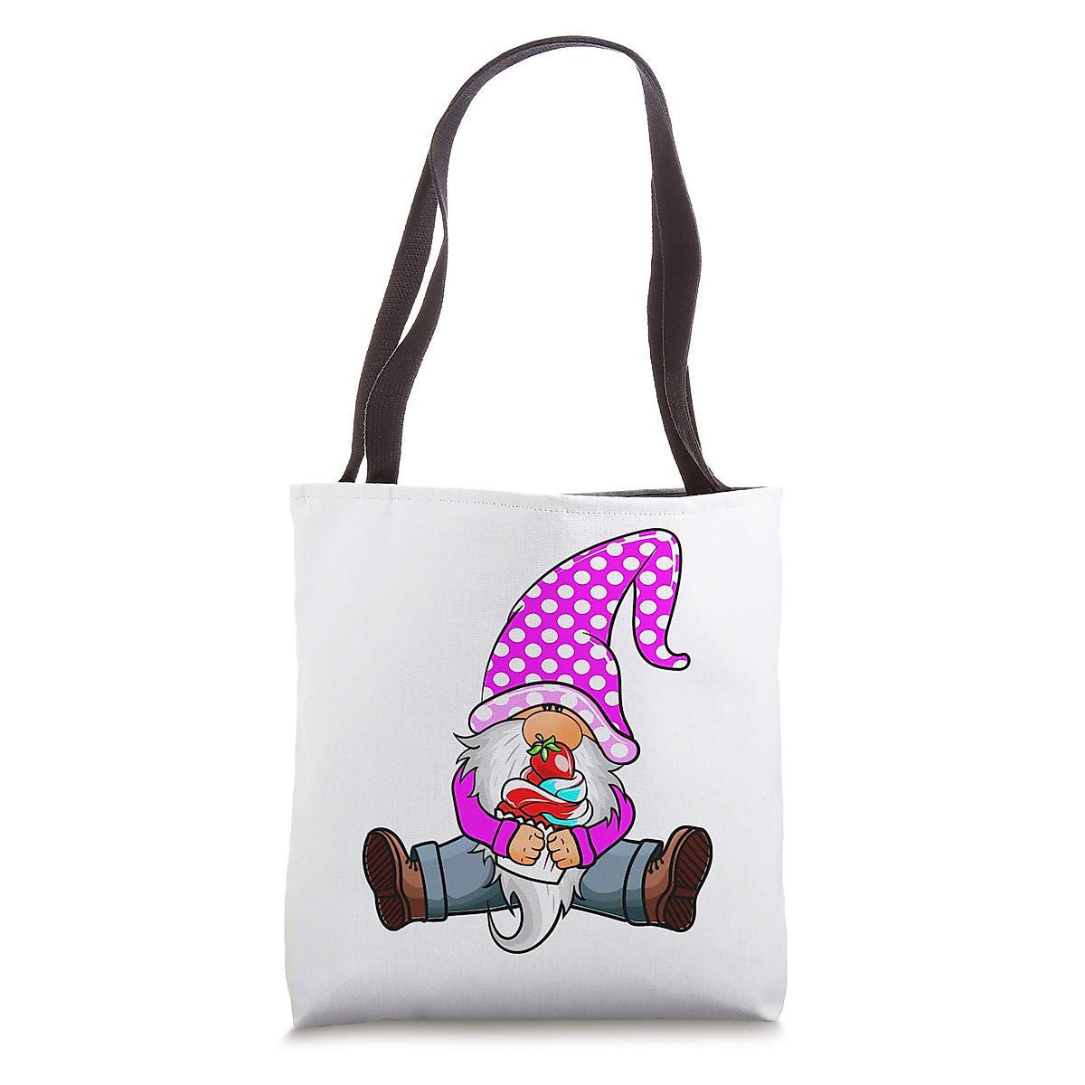 Pastry Chef Gnome Holding Cupcake Cake Baking Dessert Gnome Tote Bag