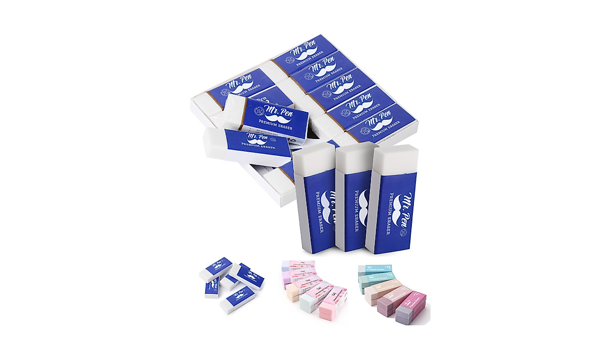 Mr. Pen Large White Pencil Erasers Pack of 10 | Precise & Clean Erasing