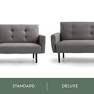 Edenbrook Gilman Futon - Futon Sofa Bed - Futon Couch - Small Futon - Living Room Furniture - Armed Sofa Bed Couch - Sleeper Sofa - Navy Blue Velvet Futon, Deluxe