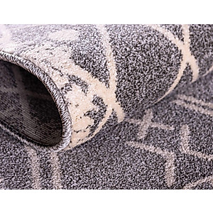 Unique Loom Fez Collection Tribal, Moroccan, Bohemian Area Rug, Runner 2' 0" x 6' 1", Gray/Beige