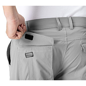 Rdruko Men's Hiking Shorts Quick Dry Lightweight Outdoor Work Cargo Golf Casual Shorts with Zipper Pockets(Light Grey, US 38)