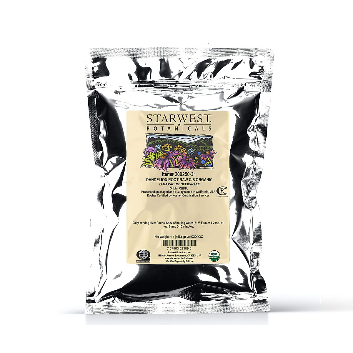 Starwest Botanicals Organic Raw Dandelion Root Tea [1 Pound] Bulk Cut & Sifted (C/S) Loose Tea
