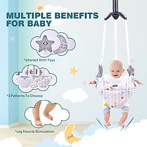 Baby Doorway Jumper, Baby Jumper for Indoor/Outdoor Play, Doorway Jumper for Baby with Adjustable Strap, Easy to Assemble & Store(Ideal Gift for 6-24 Months)