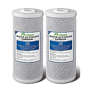 Fil-fresh 10" x 4.5" Whole House Water Filter 5 Micron Activated Carbon Water Filter Cartridge Replacement Compatible with DuPont WFHDC8001, Pelican CB-BB-10, EPM, EP-BB, 2 Pack