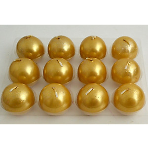Biedermann & Sons Metallic Ball Candles, Box of 12, Gold, 1.5-Inch Diameter