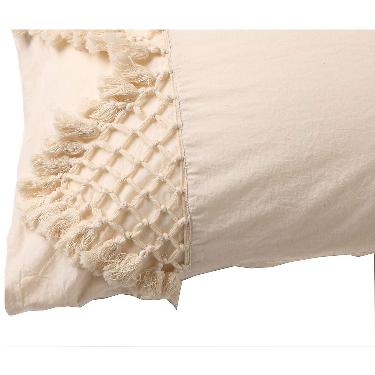 Flber Ivory Duvet Cover Set Queen Boho Bedding Set Cotton Comforer Cover Set.