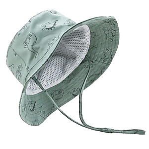 Baby Sun Hat UPF 50+ Sun Protective Toddler Bucket Hat Summer Kids Beach Hats Wide Brim Outdoor Play Hat for Boys Girls Sea Blue 0-6 Months