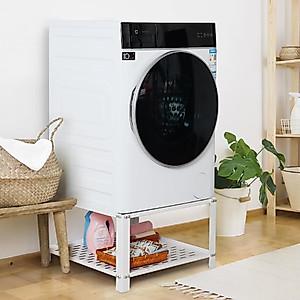 LUCKUP Laundry Pedestal with Storage Shelf-Universal Washing Machine Stand Heavy Duty Metal Base, 27.5W*27.5L*15.75H, Universal Fit 700lbs Capacity, Suitable for Dryer and Fridge