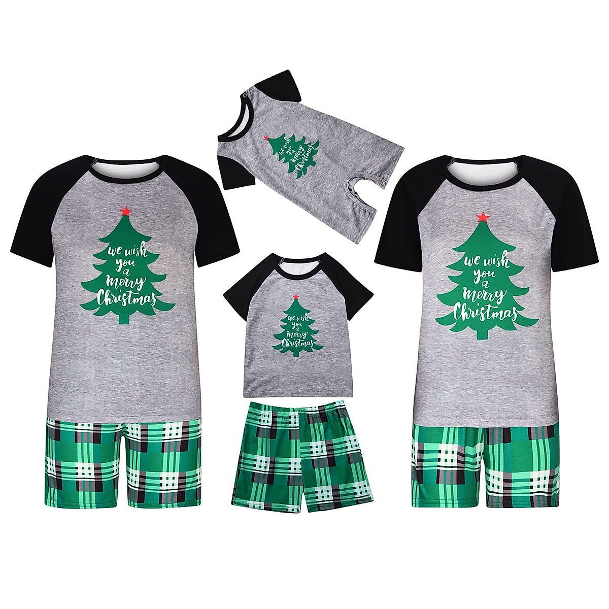 JEGULV Short Sleeve Christmas Pjs, Christmas Pajamas for Family Short Sleeve Matching Outfits 2024 Xmas Family Jammies Matching Holiday Pajamas Sets, Family Matching Christmas Pajamas,