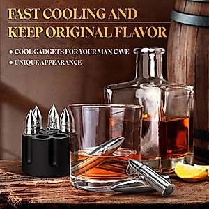 Whiskey Gifts for Men, Reusable Whiskey Stones, Mens Gifts for Dad, 6Pc Stainless Steel Ice Cubes, Cool Gadgets for Husband Grandpa Brother, Unique Birthday Gifts for Men Who Have Everything