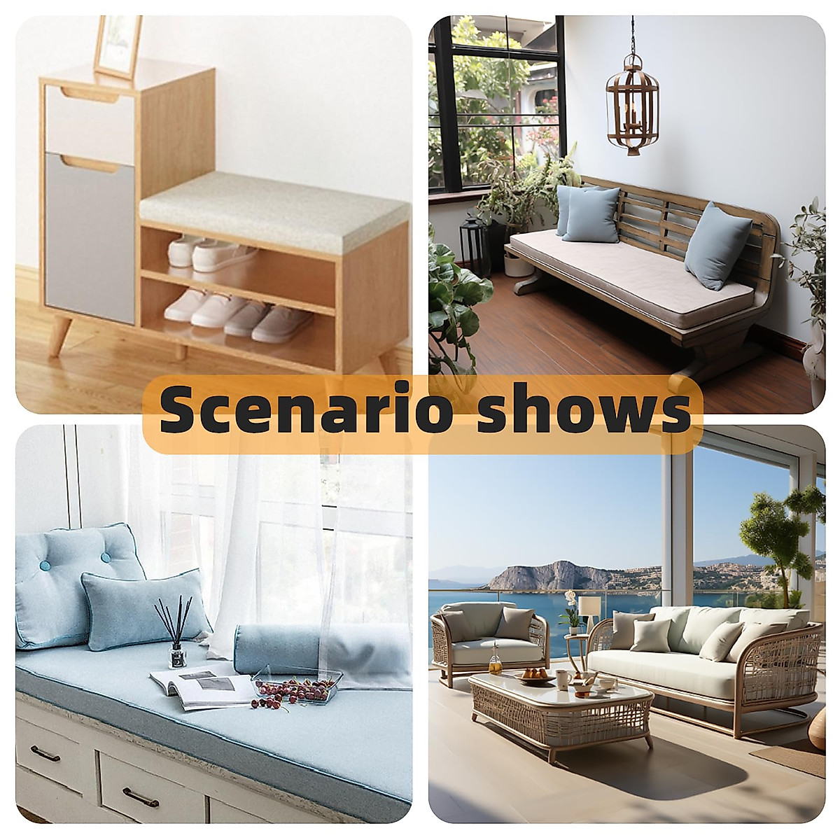 Custom Bench Cushion, Custom Size Cushions for Bench Seat Indoor, Personalized Non-Slip Bay Window Seat Cushions,Outdoor Garden Cushions Furniture Chair Pads