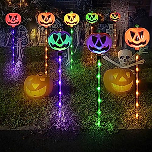 Upgraded 6-Pack Solar Halloween Pumpkin Garden Stake Lights for Halloween Decorations,Solar Halloween Yard Stake Outdoor Waterproof Halloween Lighted Pumpkin Lights for Garden Patio Yard Pathway Grave