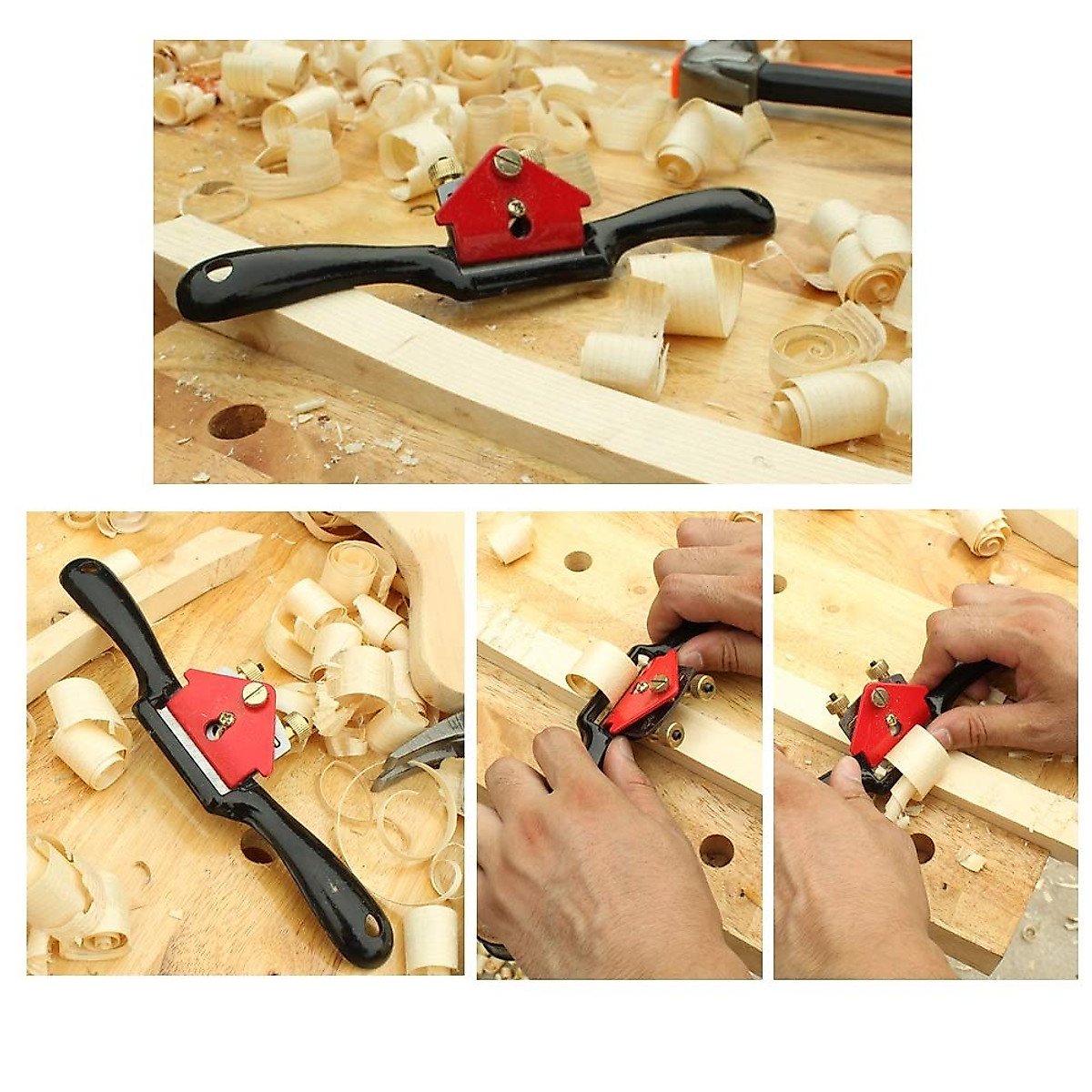 Anndason Adjustable SpokeShave with Flat Base and Metal Blade Wood Working Wood Craft Hand Tool with 4 PCS Planer Blade