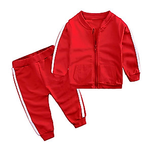 ZFTTZYMX Baby Boys Girls Cotton Tracksuit Sweatshirt Top + Sweatpants Zipper Coat Outfits Set