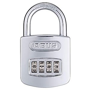 ABUS 160/50 B 160 All Weather Chrome 4 Dial Combination Padlock, Black/Silver