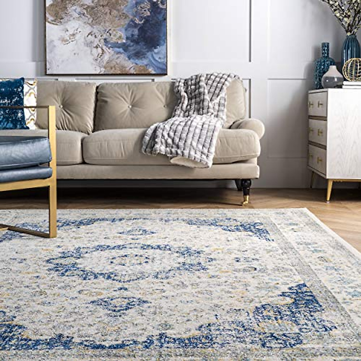nuLOOM Persian Verona Distressed Area Rug, 3' x 5', Blue