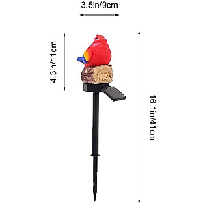 FPlife Technology Solar Bird Lights Fake Bird Decoy Statue Lamp Outdoor Garden Yard Patio Decor Lights-Bird Night Warm Light (Red Bird)