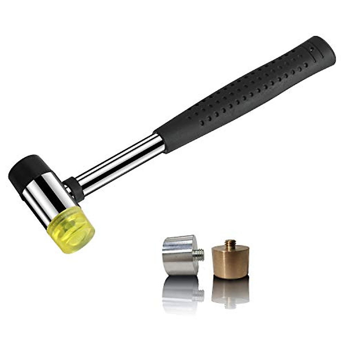 Marketty Gunsmithing Hammer with 4 Tips,Interchangeable Tool 25mm Dual Head Nylon Rubber Hammer