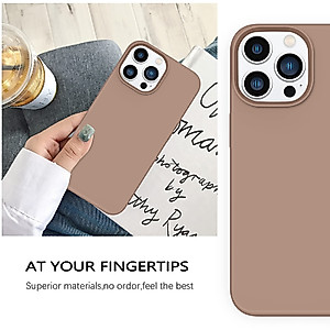 GUAGUA Compatible with iPhone 14 Pro Max Case 6.7 Inch Liquid Silicone Soft Gel Rubber Slim Microfiber Lining Cushion Texture Cover Shockproof Protective Case for iPhone 14 Pro Max, Brown