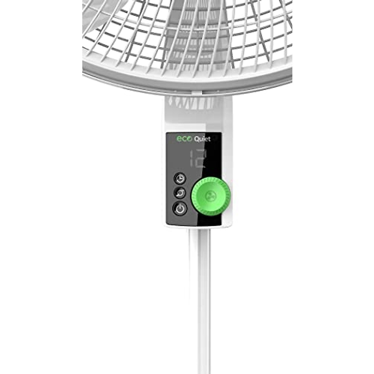 Lasko EcoQuiet Oscillating Pedestal Fan with Whisper Quiet DC Motor, 12 Speeds, 8 Hour Timer, Adjustable Height, Remote Control, White, S18705, Large