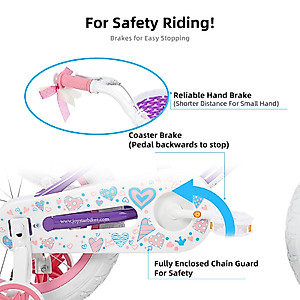 JOYSTAR 18 Inch Girls Bike for 5 6 7 8 9 Years Old Kids Bike for Ages 5-8 Years Girls with Training Wheels and Basket 18" Children Bikes Bicycle with Handbrake in Purple