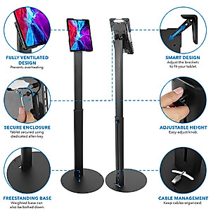 Mount-It! Anti-Theft Universal Tablet Kiosk Stand, Fits iPad Pro, Galaxy Tab, Surface Pro 9.7-13 Inch Tablets | Adjustable Floor Stand with Secure Locking for Retail, Trade Shows, POS, and Public Use