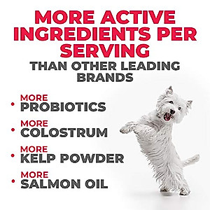 Mighty Petz MAX Dog Allergy Relief Chews - Itch Free Skin - Immune Supplement with Omega 3 Fish Oil + Probiotics + Colostrum. Skin & Coat Health + Digestion.120 Dog Allergy Chews for Pets