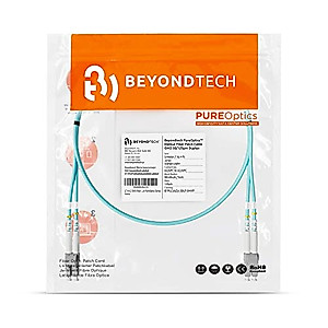 BEYONDTECH LC to LC Fiber Patch Cable Multimode Duplex - 5m (16.4ft) - 50/125um OM3 10G LSZH PureOptics Cable Series