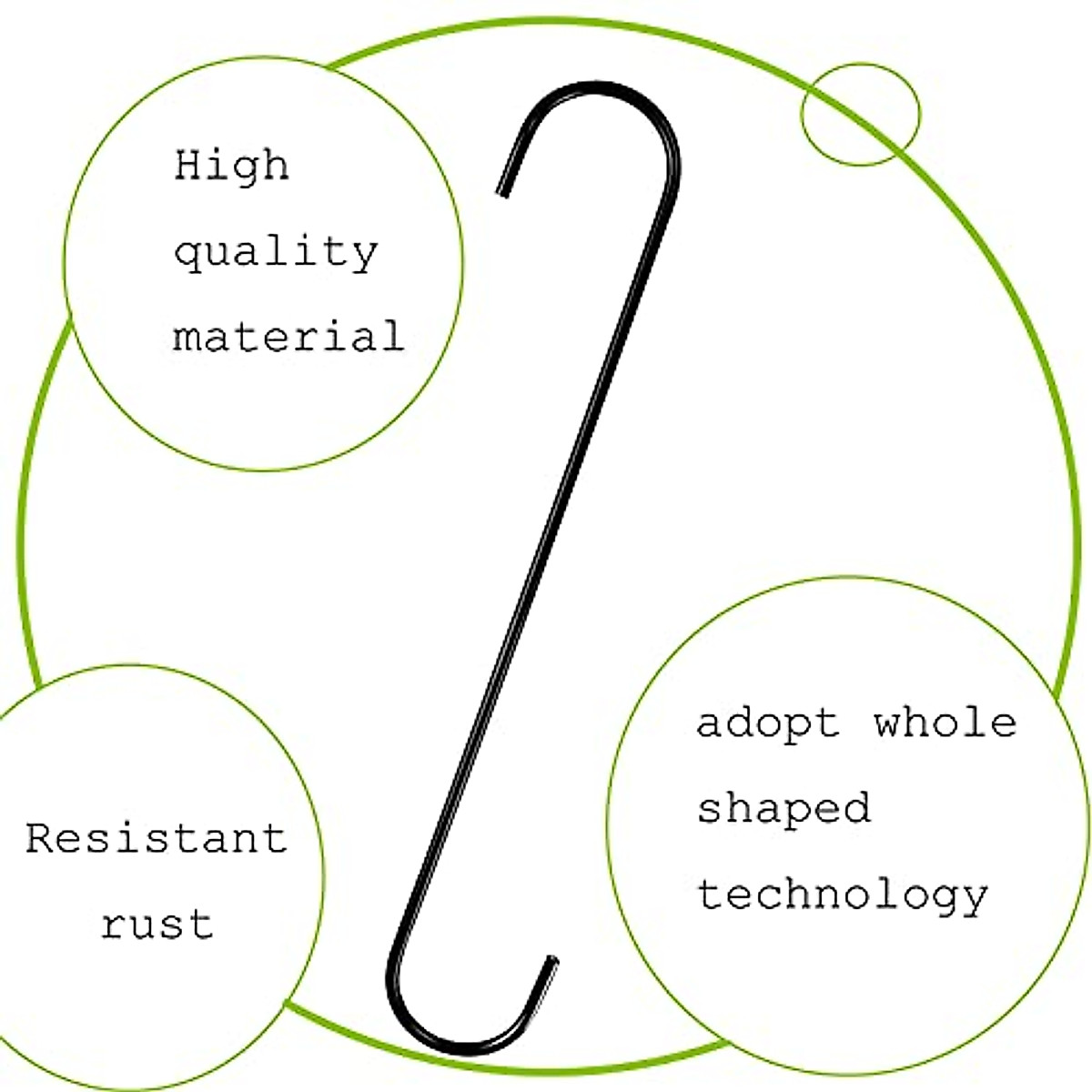 8 Pack S Hooks Heavy Duty 12 Inch Large S Shape Hooks for Hanging Plant Pots and Pans Steel Metal Hanger Hooks Black Long S-Hooks for Hanging Clothes, Plants, bird feeders, Garden Indoor Outdoor