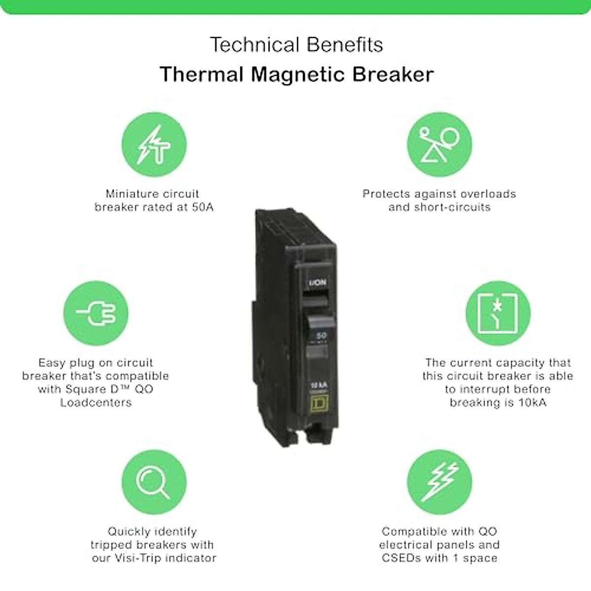 Square D - QO150CP QO 50 Amp Single-Pole Circuit Breaker