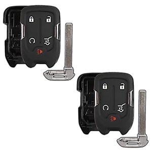 2x KeylessOption Key Fob Cover Case Replacement for 2015 2016 2017 2018 2019 2020 2021 Chevrolet Chevy Silverado Suburban Tahoe GMC Yukon Remote Shell, 5-Button HYQ1AA, HYQ1EA, No Programming Required