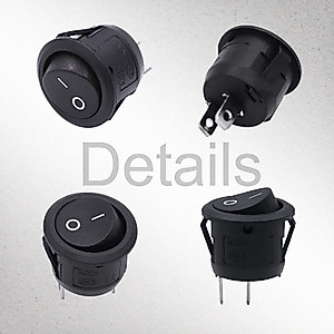 TWTADE 10Pcs Rocker Switch ON/Off SPST 2Pin Latching Toggle Switch Snap Round with Pre-Wired 6A/250V 10A/125V AC for Boat,Car etc.KCD1-X-Y