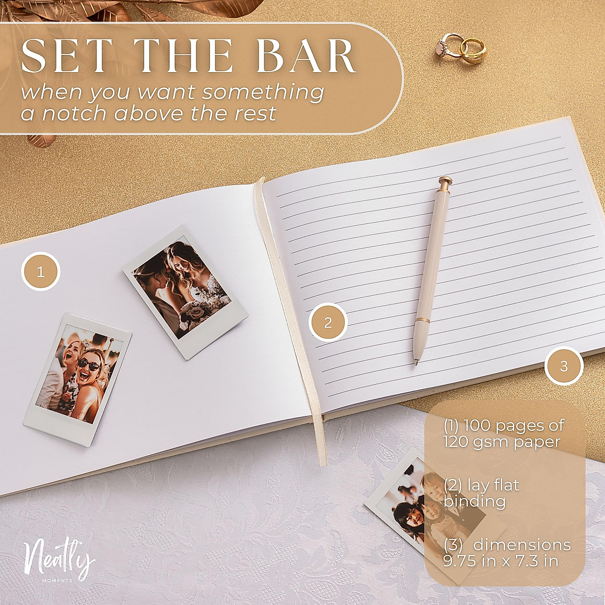 NEATLY Wedding Guest Book - Graduation Guest Book 2024 - Baby Shower Guest Book - Guest Book Wedding Reception - Guest Book for Graduation Party - Polaroid Guest Book for Wedding