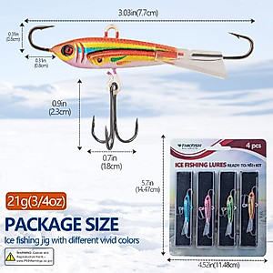 THKFISH Ice Fishing Jigs Vertical Jigs Kit Ice Fishing Tackle B-18g+D-21g