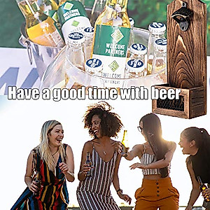 Bottle Openers Wall Mounted Wooden Vintage Beer Bottle Opener with Iron Cap Catcher Opener Tool for Kitchen, Bar, Yard Gifts for Men Beer Lovers