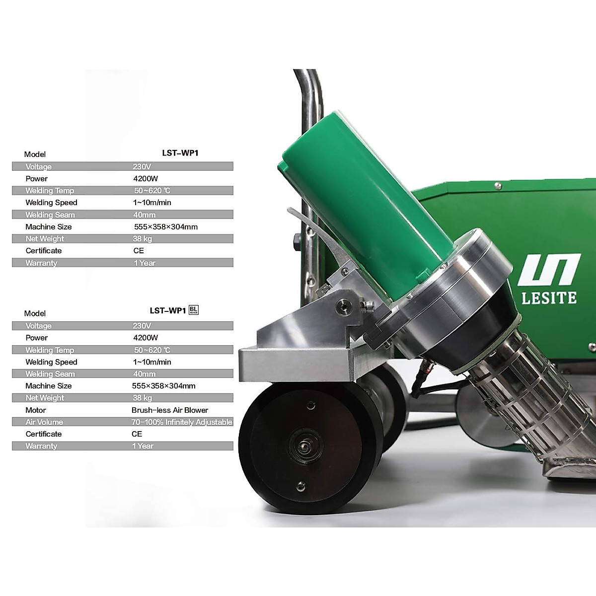 PVC TPO Roofing Hot Air Welder Roof Welding Machine with 40 mm Overlap Welding Nozzle Lesite LST-WP1