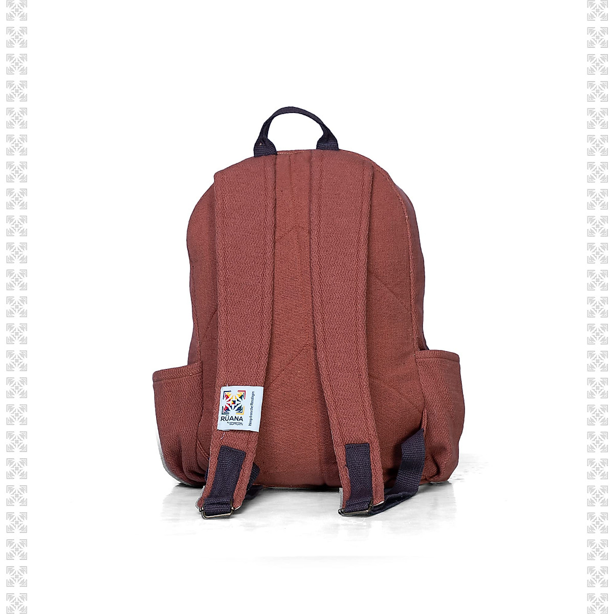 Ruana Lightweight Hemp Backpack 100% Natural Hemp Cotton Fabric Casual Daypack Multipurpose Handmade Bag For Travel, Hiking, Yoga, Picnic (Brown, 38 cm W x 45 cm L)