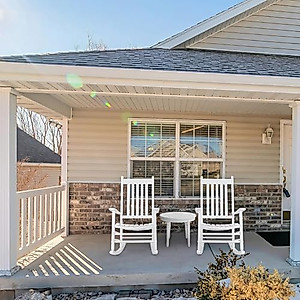 MAMIZO Wooden Rocking Chair Outdoor with High Back,Rocking Chair Indoor Oversized Easy to Assemble for Garden,Lawn, Balcony, Backyard,Porch,Wooden Rocking Chair,Porch Rocker（White）