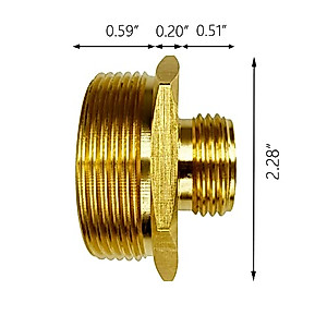3/4” GHT Male x 1.5” NPT Male Connector, Brass Garden Hose Adapter for Sump Pump and Pool Pump Hose Adapter, Industrial Metal Brass Garden Hose to Pipe Fittings Connector (2 Pack)