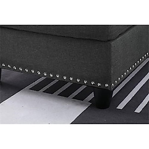 Devion Furniture Polyester Fabric Sectional Sofa with Lift-top Storage Ottoman, Tufted Design, in Gray Finish