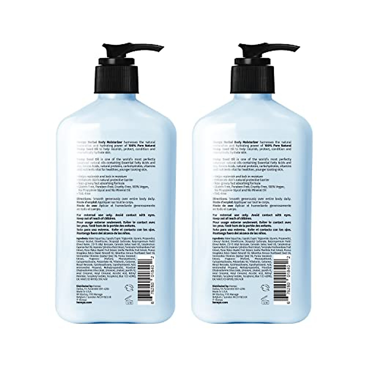 Hempz Triple Moisture Herbal Whipped Body Crème Lotion Moisturizer, 17 Fl Oz (Pack of 2)