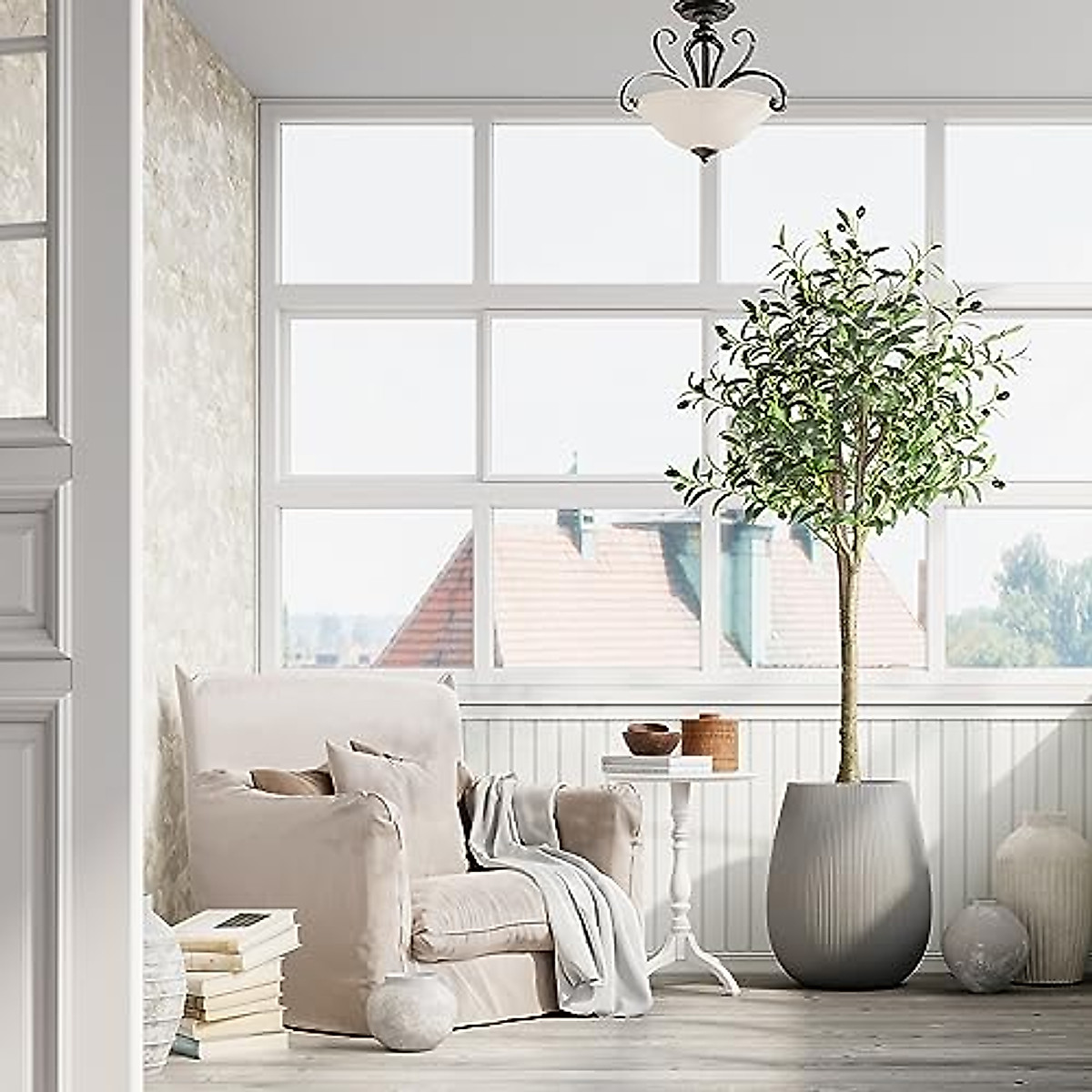 YOLEO 5FT Artificial Olive Tree Faux Tree with Lifelike Leaves Fake Plant for Living Room Bedroom Balcony Corner Office Decor