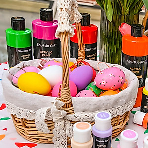 Shuttle Art Acrylic Paint, 18 Colors Acrylic Paint Bottle Set (240ml/8.12oz), Rich Pigmented Acrylic Paints, Bulk Painting Supplies for Artists, Beginners and Kids on Rocks Crafts Canvas Wood Ceramic