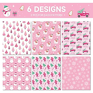 Pink Christmas Wrapping Paper Pink Santa Wrapping Paper 12 Sheets Pink Gift Wrapping Paper Christmas 20 x 26.8 Inch Pink Wrapping Paper Christmas Gift Wrap for Christmas DIY Gift Wrapping Paper