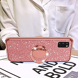 nancheng Alcatel TCL A3X A600DL Case for Women, Girls Glitter Luxury Sparkles Cute TPU Silicone Slim Phone Case with Bling Diamond Rhinestone Bumper Ring Stand & Strap Case for TCL A3X (Rose Gold)